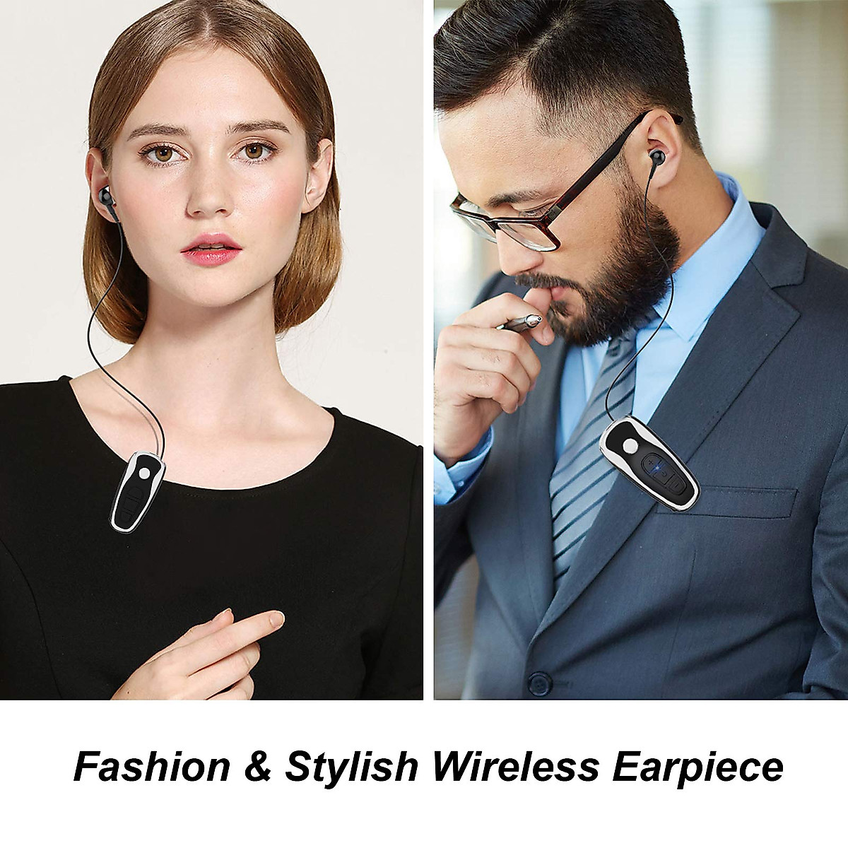 Retractable Wireless Headphone Headset Stereo Earphone lightweight V5.0 Noise Cancelling Mic Clip on Earpiece workout Sports running Business Trucker Driver Music Earbuds For Iphone android Phone