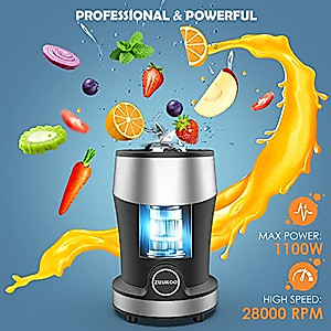 ZUUKOO KITCHEN Personal Countertop Blender,1100W Professional Blender with Contra-rotating Double Blades for Frozen Drinks,Coffee Grinder,Green & Black Juice Blender,with 21oz Cup