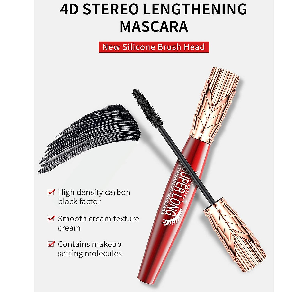 Yanquina Mascara, Yanqina Super Long Mascara, 4d Waterproof and Sweat Proof Mascara-Super Long Luxurious Mascara, Stereo Lengthening Mascara, (1pcs)