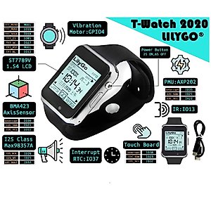 youyeetoo ESP32 T-Watch-2020 with 1.54 Inch Touch Display and programmable Wearable Environmental Interaction