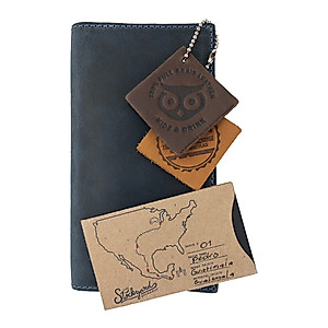 Hide & Drink, Checkbook Cover, Minimalist Organizer, Check Presenter, Bill Holder for Waiter and Waitress, Restaurant Accessories, Full Grain Leather, Handmade, Slate Blue