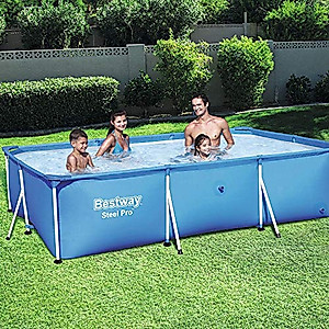 Bestway Steel Pro 8.5 Feet x 67 Inch x 24 Inch Rectangular Steel Frame Above Ground Outdoor Backyard Swimming Pool, Blue (Pool Only)