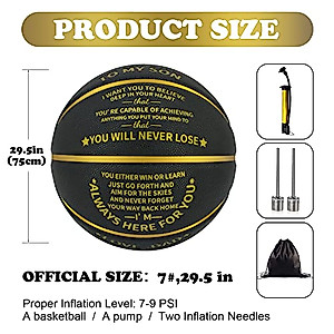 JOINOW Personalized Outdoor Basketball Christmas Basketball Gifts Leather Basketball 29.5 Inch Indoor Basketball Engraved Basketball Birthday Graduation - You Never Lose You Either Learn Or Win