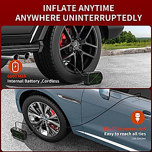Tire Inflator Portable Air Compressor,150PSI 2X Faster Portable Air Pump for Car Tires,Rechargeable Battary & 12V DC Powered Air Compressor with Digital Pressure Gauge for Car Motorcycle Bike Ball