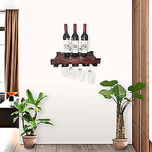 HIVVI Wall Mounted Wine Rack, Designed Specifically for Wine Bottles Glass, Floating 16.5 Inch Wooden Shelf,Home and Kitchen Decor