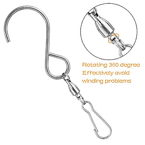 KUUQA 20 Pack Swivel Hooks Clips Wind Spinner S Hook Clips Hanging Wind Chimes Crystal Twisters Party Supplies (Silver)