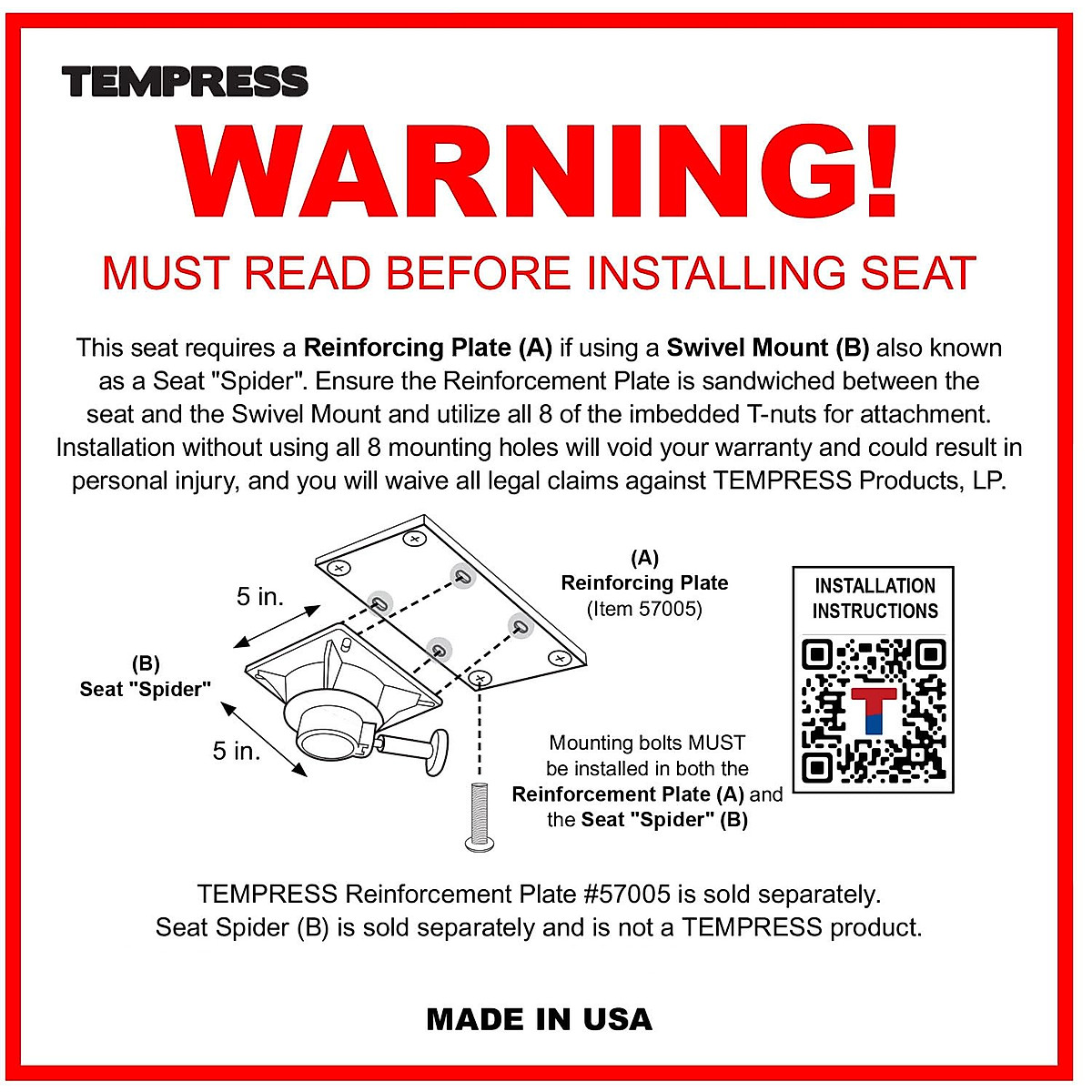 Tempress Elite High Back Helm Seat, White