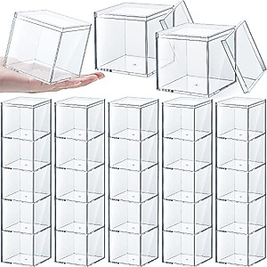 Yulejo 30 Pieces Clear Acrylic Box with Lid Plastic Clear Acrylic Square Cube Acrylic Display Boxes for Storage Organizer Acrylic Stackable Containers 3.3 x 3.3 x 3.3 Inch for Candy Pill Tiny Jewelry
