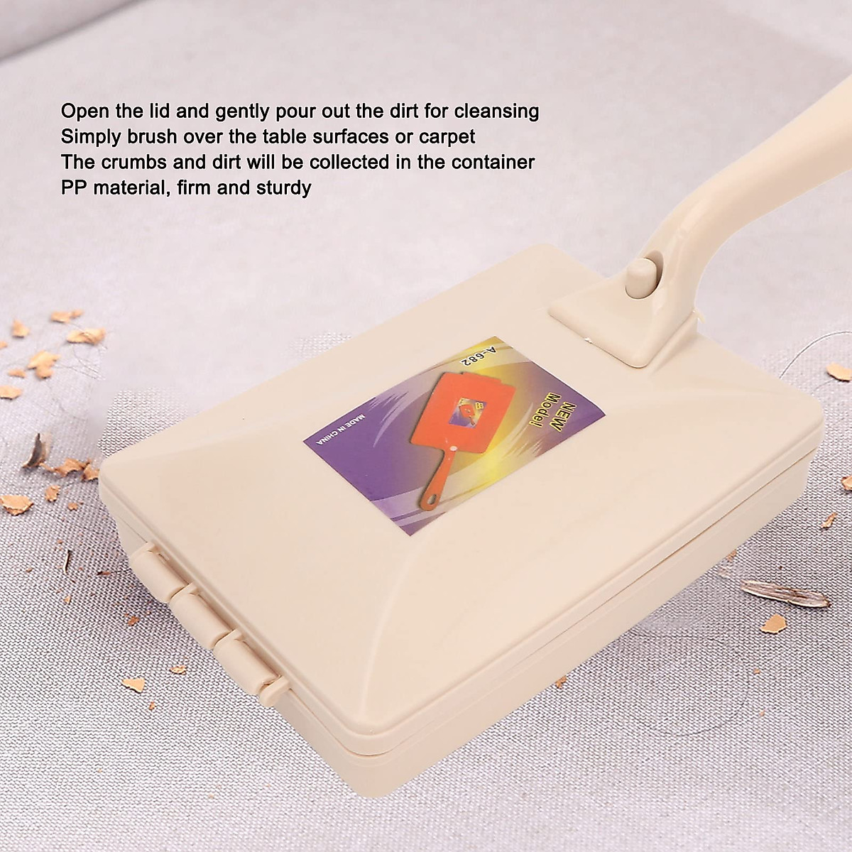 Carpet Debris Sweeper Brush, Double Roller Handheld Manual Sweeper Pet Hair Dust Scraps Paper Small Rubbish Cleaning for Bed Clothes Desktop
