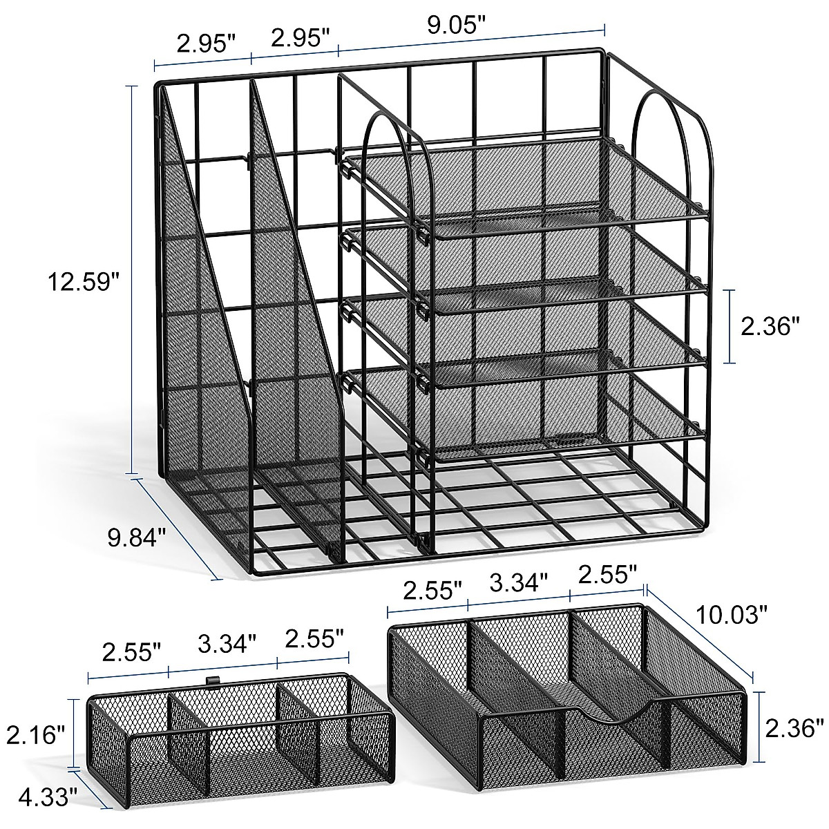 Desk Organizers and Accessories - 5-Tier Desk Organizer Office Supplies with File Holder, Sliding Drawers & Pen Holder, Desktop File Organizer and Storage for Office, School, Home