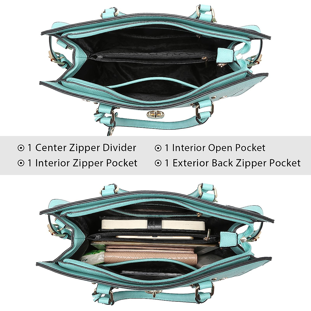 Women Handbags and Purses Fashion Satchel Tote Work Bags Top Handle Shoulder Purses with Matching Wristlet