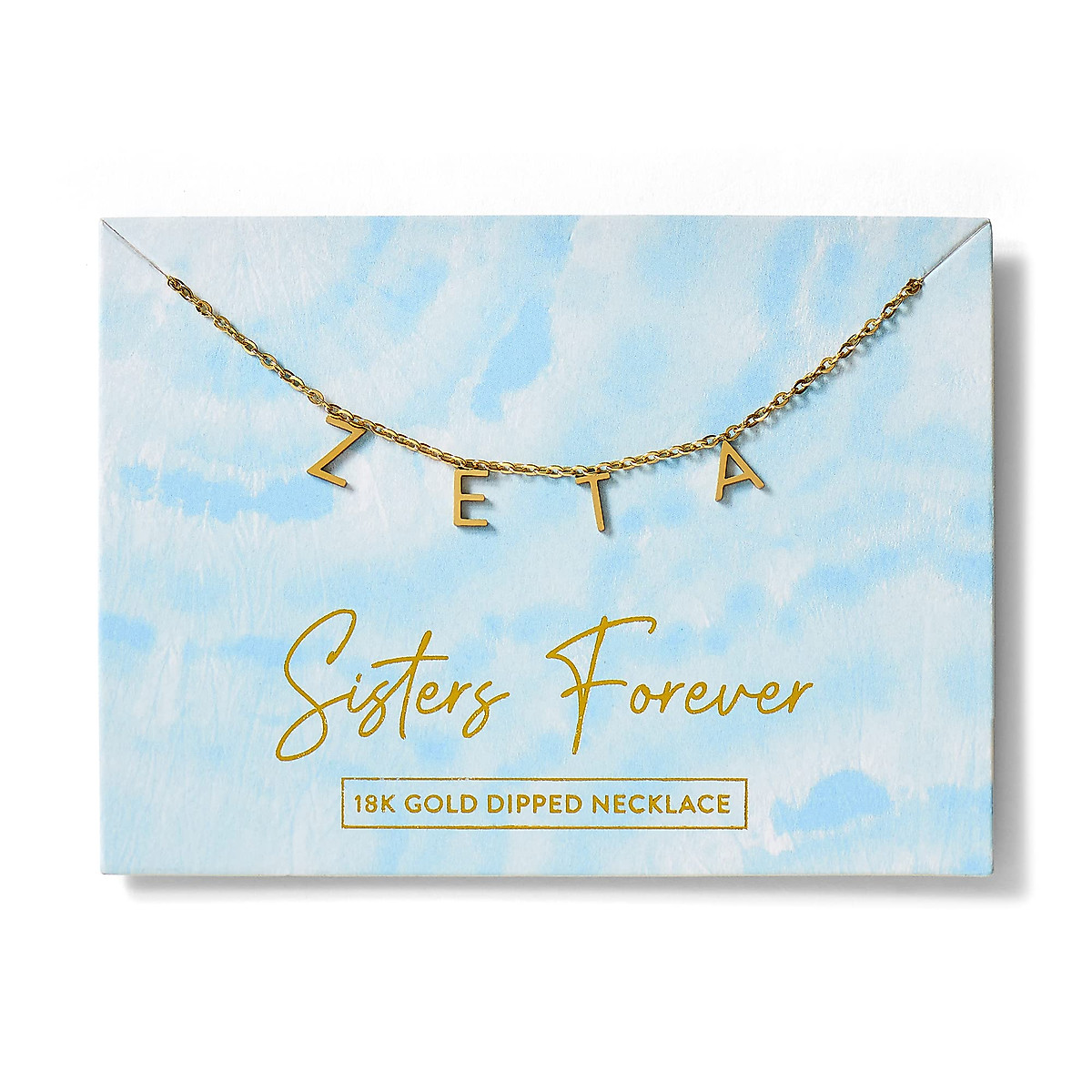 Sorority Shop Zeta Tau Alpha Necklace — ZTA Name Necklace, 18K Gold Plated Sorority Gifts Necklace, Long-Lasting Zeta Tau Alpha Gifts for Women