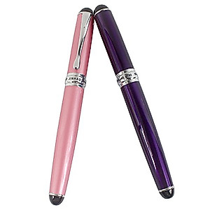 Sipliv 2PCS Jinhao X750 Fountain Pen in 2 Colors with Ink Refill Converter, Purple & Pink