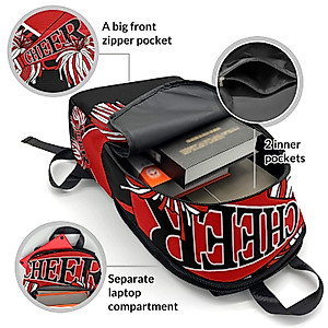 Cheer Red Black Cheerleader Backpack Laptop Bag Shoulder for Hiking Adult Birthday Holiday Gift, 11.8''(L) x 5.51''(W) x 17.72''(H)