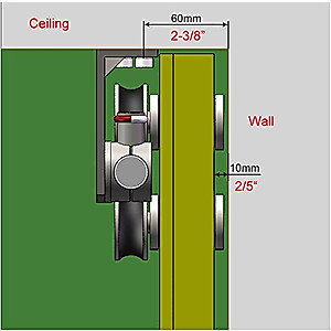 DIYHD 6FT Ceiling Mount Bracket Concentric Circle Roller Stainless Steel Sliding barn Wood Door Track Hardware, 6 Ft