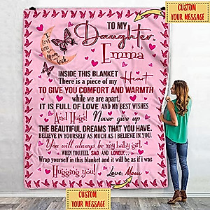 Personalized Blanket to My Daughter, to My Daughter Blanket from Mom,Dad, Dad, Gift for Daughter, Customized Name, Custom Blanket for Birthday, Christmas, Thanksgiving,to My Daughter Throw Blanket