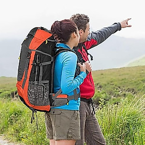 A N T INDUSTRIES 75L Hiking Backpack Camping Backpack Backpacking Backpack, Mountaineering Backpack with 65L+5L Rain Cover (Orange)