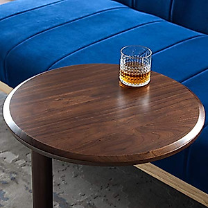 Articles for daily use Side Table Living Room Coffee Table, C Shaped Retro Accent Snack Table Side Table Coffee Table, Sofa Bed Wood Look Coffee Laptop Table, Walnut Wood