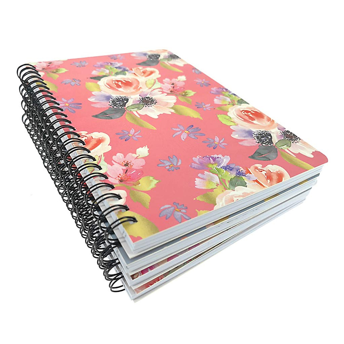 4 Pack A5 Spiral Notebook Journal,Wirebound Ruled Sketch Book NotePad Diary Memo Planner,A5 Size(8.3X5.7") & 80 sheets (Floral)