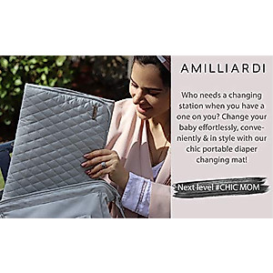 Portable Diaper Changing Pad Stylish & Chic by AMILLIARDI for Travel w/Baby, Infant & Newborn, Changing Mat Portable (Grey)