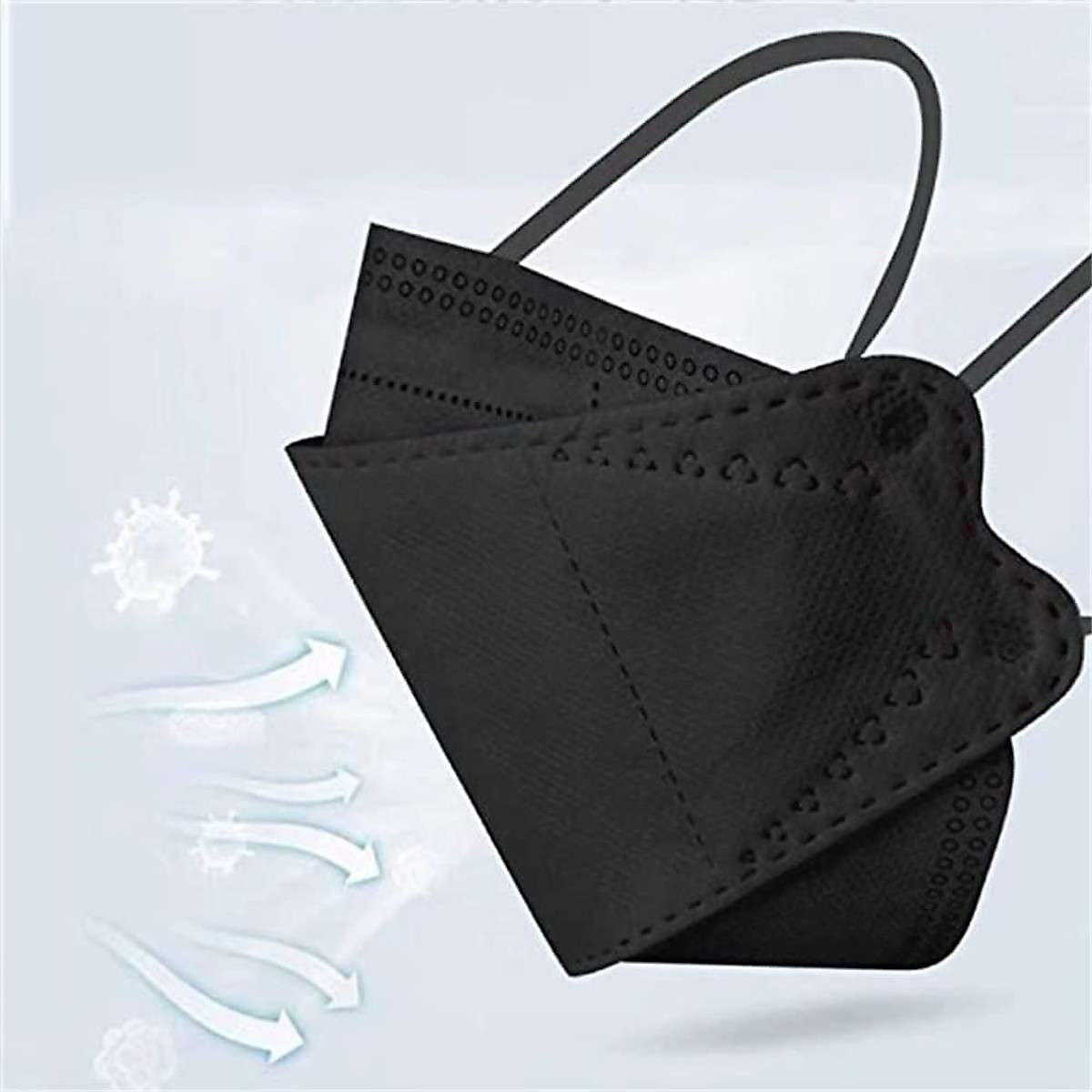 KF94 Mask - 50 PCS - 4 Ply Breathable Comfortable Safety Mask - 3D Structure Black Masks for Adults