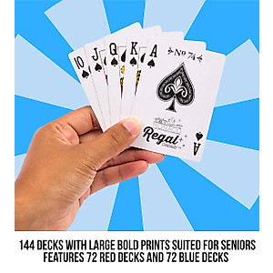 Regal Games - Bulk Playing Cards Set for Adults & Professionals - 144 Standard Decks, Large Print Deck of Cards - Blackjack, Euchre, Canasta, Poker Cards - Fun & Travel Playing Cards (144 Pack)