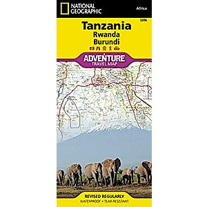 Tanzania, Rwanda, and Burundi Map (National Geographic Adventure Map, 3206)