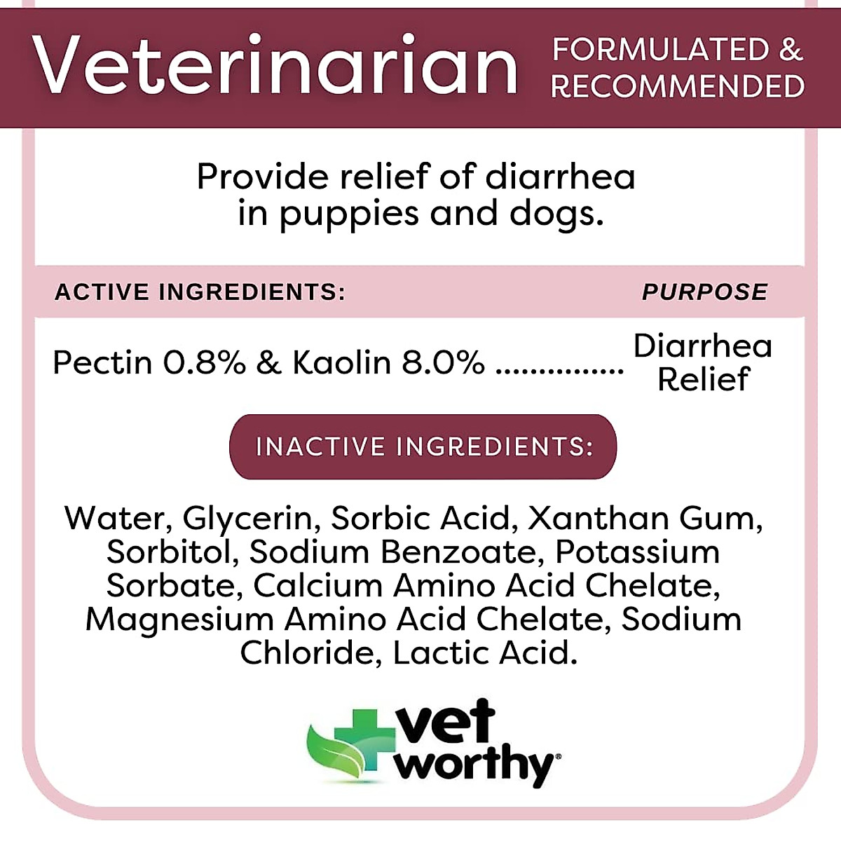 Vet Worthy Anti-Diarrhea for Dogs - Dog Supplement to Help Relieve Diarrhea, Stomach Upset, and Discomfort - 8oz