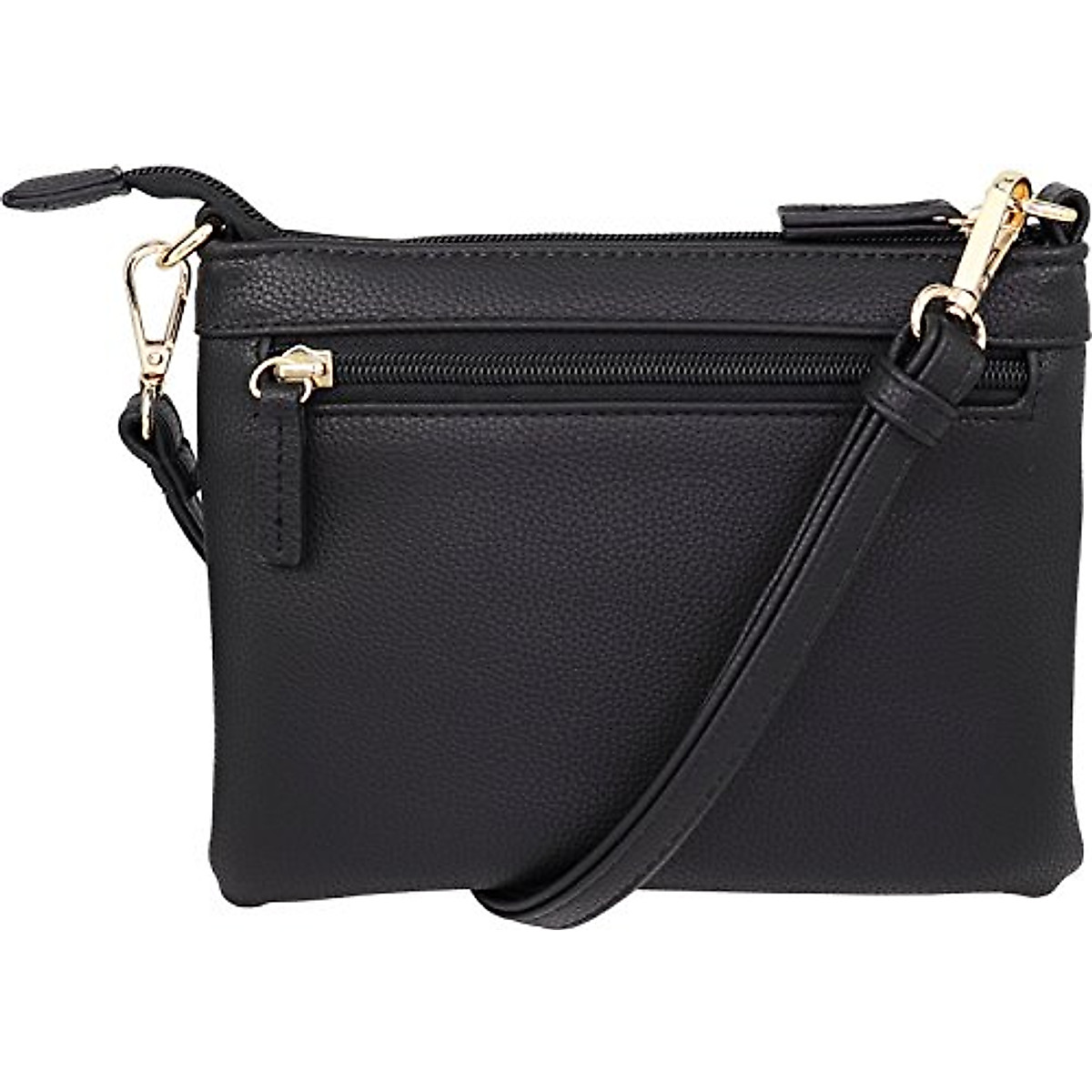 B BRENTANO Vegan Mini Multi-Zipper Crossbody Handbag Purse with Tassel Accents (Black.)