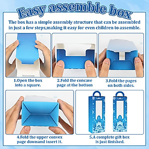 24 PCS Snowflake Party Favor Boxes Blue Princess Castle Birthday Party Candy Treat Boxes Winter Wonderland Doll Goodie Boxes Snow Theme Birthday Party Decor for Kids Girl Bridal Baby Shower Supplies