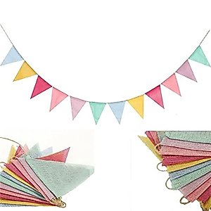 NINA NUGROHO 12 Flags Burlap Pennant Banner Multicolor Fabric Triangle Rainbow Flag for Summer Party Festival Hanging Decoration