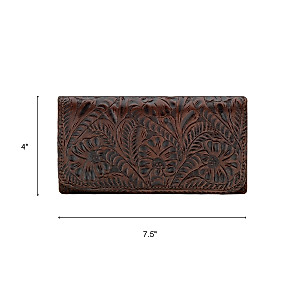 American West Tooled Leather Tri-Fold Wallet - Billfold for Women