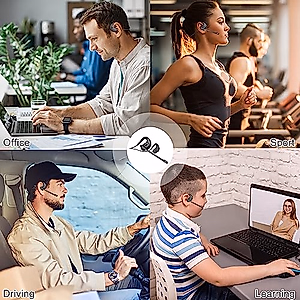 BANIGIPA Bluetooth Headset with Removable Microphone, Noise Cancelling Wireless Headset for Phones Laptop Computer PC, Open Ear Headphones for Office Meeting Running Cycling Driving Working-12 Hrs