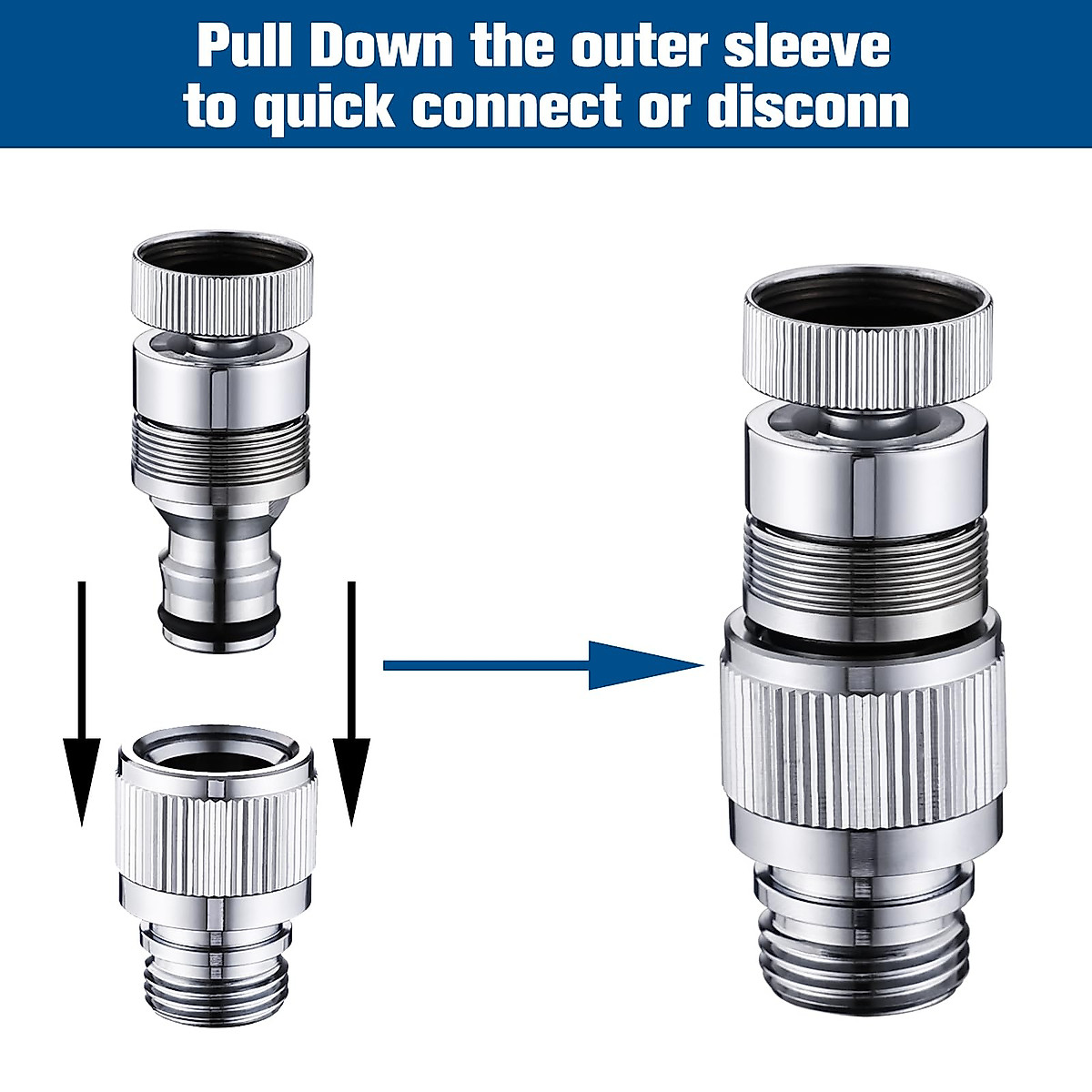 Hsmhose Sink Faucet Quick Connector Faucet to Garden Hose Adapter Dishwasher Washer Snap Coupling Adapter, for Bathroom, kitchen, Garden, Shower Hose, Pet Bathing