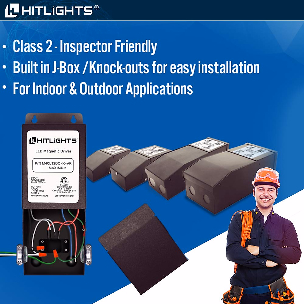 HitLights Dimmable LED Driver Transformer 12V 150W, Magnetic Power Supply 120VAC to 12VDC, Compatible with Lutron and Leviton Dimmers, for LED Strip Light, Kitchen, Cabinet, Class2, ETL Listed