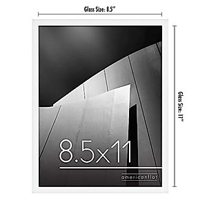 Americanflat 8.5x11 Picture Frame in White - Thin Border Photo Frame with Shatter Resistant Glass - Horizontal and Vertical Formats for Wall and Tabletop