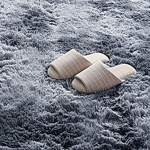 ROCYJULIN Small Area Rug 3x5 for Bedroom, Thickened Throw Rugs for Living Room, Ultra Soft Non-Slip Shag Fuzzy Carpets for Boys, Girls, Grey