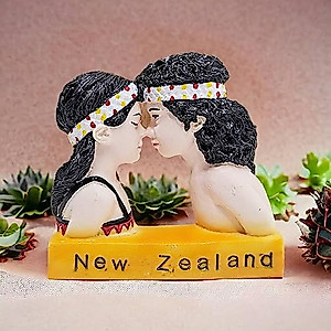 WitnyStore Tiny Maori Couple of Lovers Māori Indigenous Polynesian People, New Zealand Australia Oceania Tourist Attractions Resin Refrigerator Magnet Traveler Souvenir Gift Memento 3D Fridge Magnets