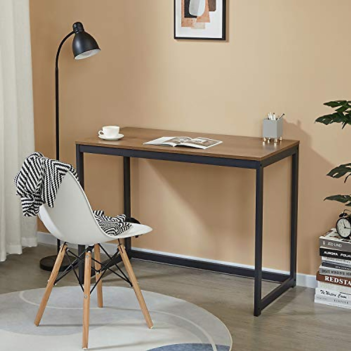 WOHOMO Small Computer Desk 39” Simple Modern Desk with Large Legroom Study Writing Desk for Home Office, Dark Brown