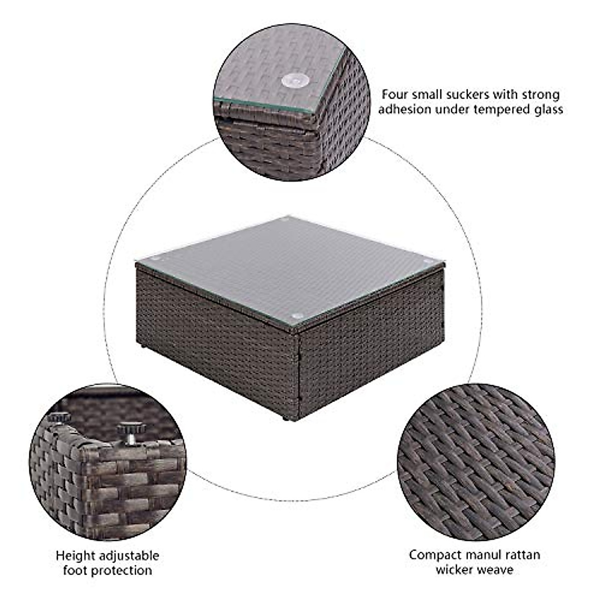 Devoko 9 Pieces Outdoor Sectional Sofa All-Weather Patio Furniture Sets Manual Weaving Wicker Rattan Patio Conversation Sets with Cushion and Glass Table (Brown)