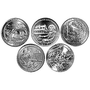 2017 S Complete Set of 5 National Park Quarters Uncirculated