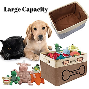 JCYIF Personalized Dog Toy Basket Custom Dog Toy Box with Pet's Name Dog Storage Organizer Collapsible Cute Basket with Handles-Dog