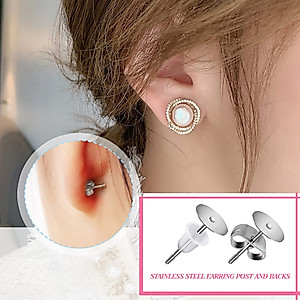 TOAOB 600pcs Earring Posts and Backs 4mm 6mm Stainless Steel Earring Post Blanks Earring Studs with Butterfly Earring Backs and Rubber Earring Backs for Jewelry Making Supplies Earring Findings