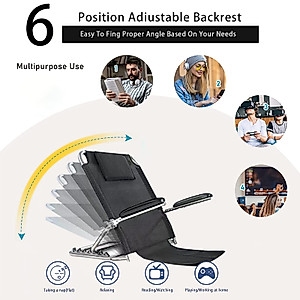 YZRYXHWL Foldable Bed Backrest with Armrests Floor Chair for Adult Reading Patient Care Bed Chair with Pillow Sit Up Backrest in Bed Breathable Fabric 6 Speed Adjustment