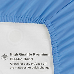 Everyday Kids 2 Pack Fitted Boys Crib Sheet, 100% Soft Breathable Sheet, Fits Standard Size Crib Mattress 28in x 52in, Nursery Sheet - Train/Light Blue