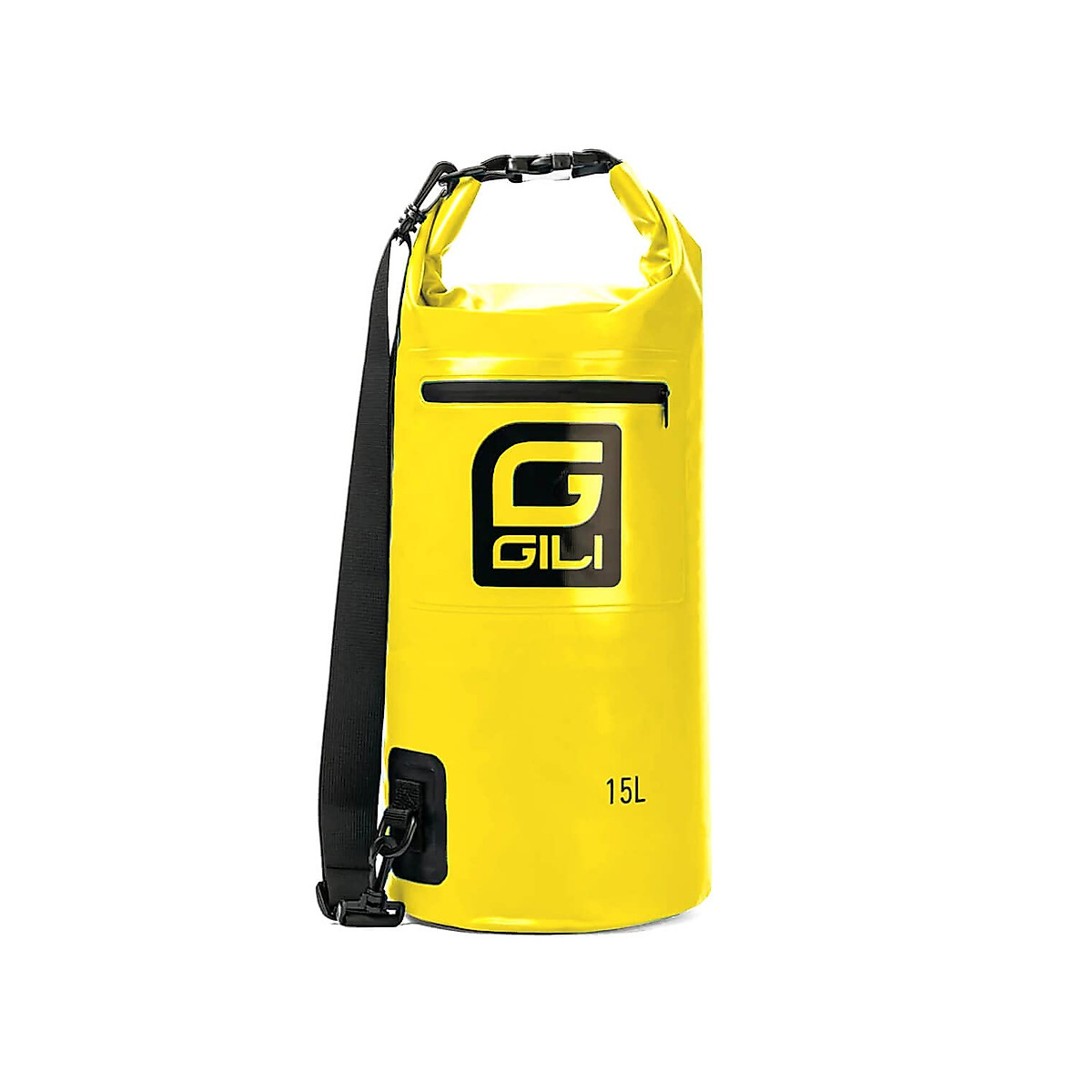 GILI Waterproof Dry Bag, Roll Top Compression Sack Keeps Gear for Paddle Boarding, Kayaking, Beach, Boating and Hiking | 15 Liters Made with heavy-duty, vinyl-coated fabric (Yellow, 15L)