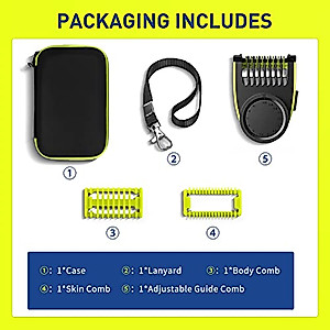 Yinke Guards and Case for One Blade QP2520 QP2630 QP2724 QP2834 Shaver, 14 Adjustable Size Length Precision Comb 0.4-10mm with Body Kit Upgrade Your Oneblade Trimmer