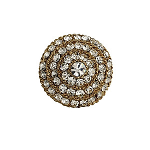 Crunchy Fashion Indian Bollywood Traditional Antique Gold tone Round Crystal Adjustable Big Ring Finger Jewelry for Women