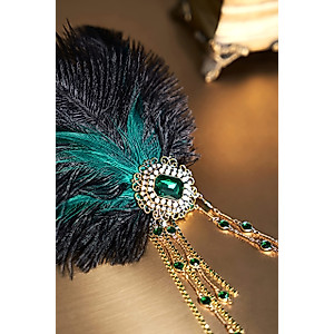 BABEYOND 1920s Flapper Gatsby Headband Roaring 20's Party Headpiece (Green)
