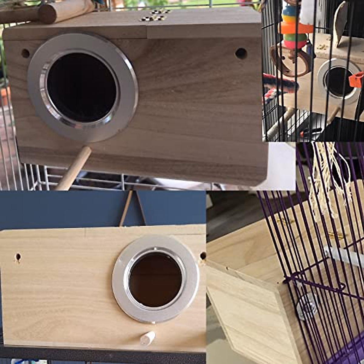 MUYG Parakeet Breeding Box Birds Natural Wooden House Lovebird Nesting Mating Box 7Pcs Bird Supplies for Cockatiel Finch Canary Budgie Aviary (7.67×4.72x4.72 in)